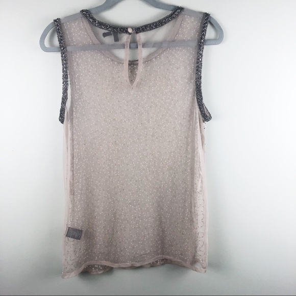 Black | Tops | Black Label Sheer Beaded Sleeveless Blouse L | Poshmark